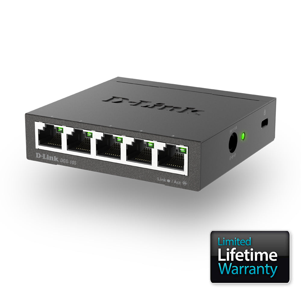 D-Link 5-Port Unmanaged Gigabit Metal Desktop Switch - DGS-105 – D-Link ...